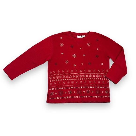 Bobbie Brooks | Tops | Bobbie Brooks Red Fair Isle Snowflake Fleece Top ...